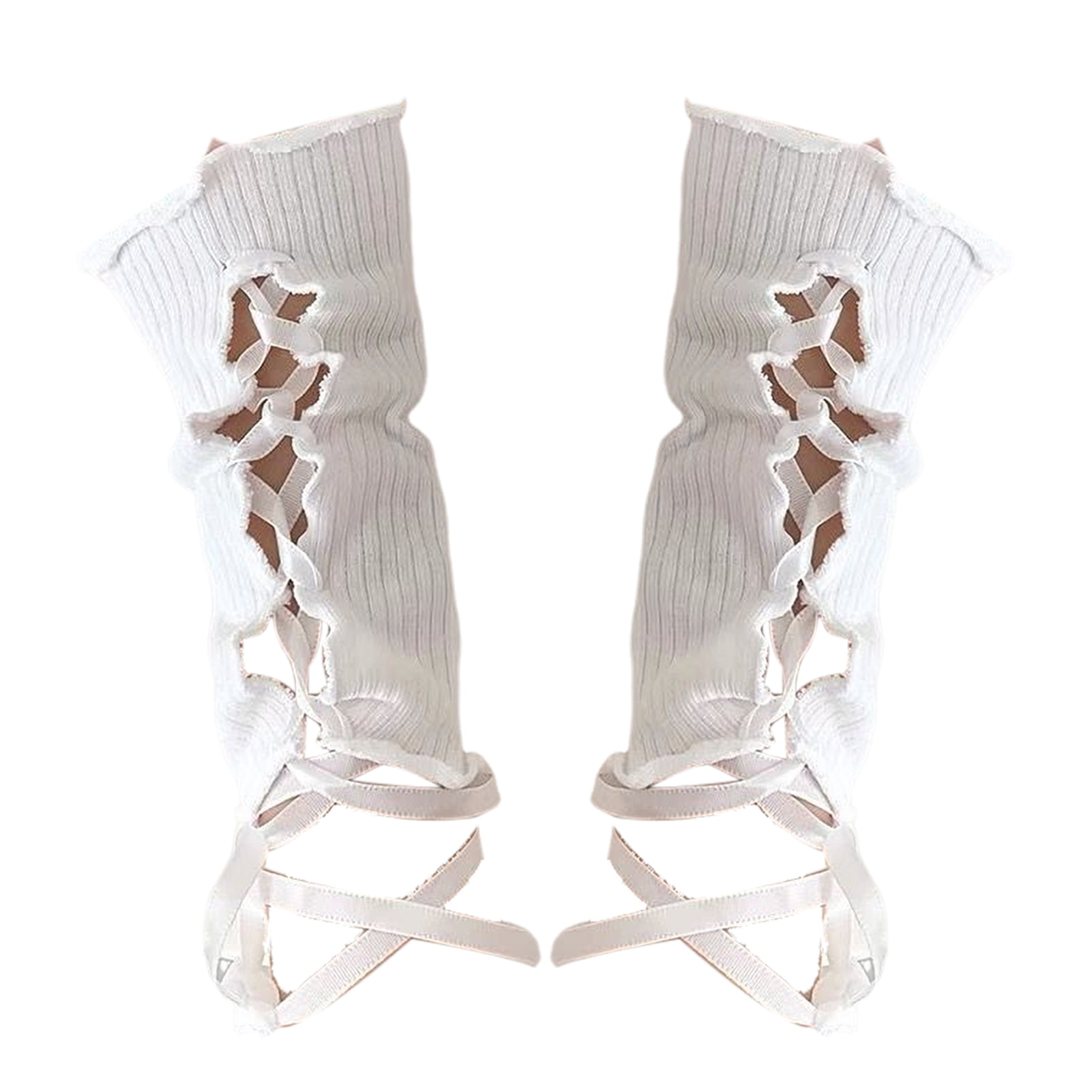 HUANLEDASH 1 Pair Women Arm Sleeves JK Lolita Style Hollow Out Lace-up ...