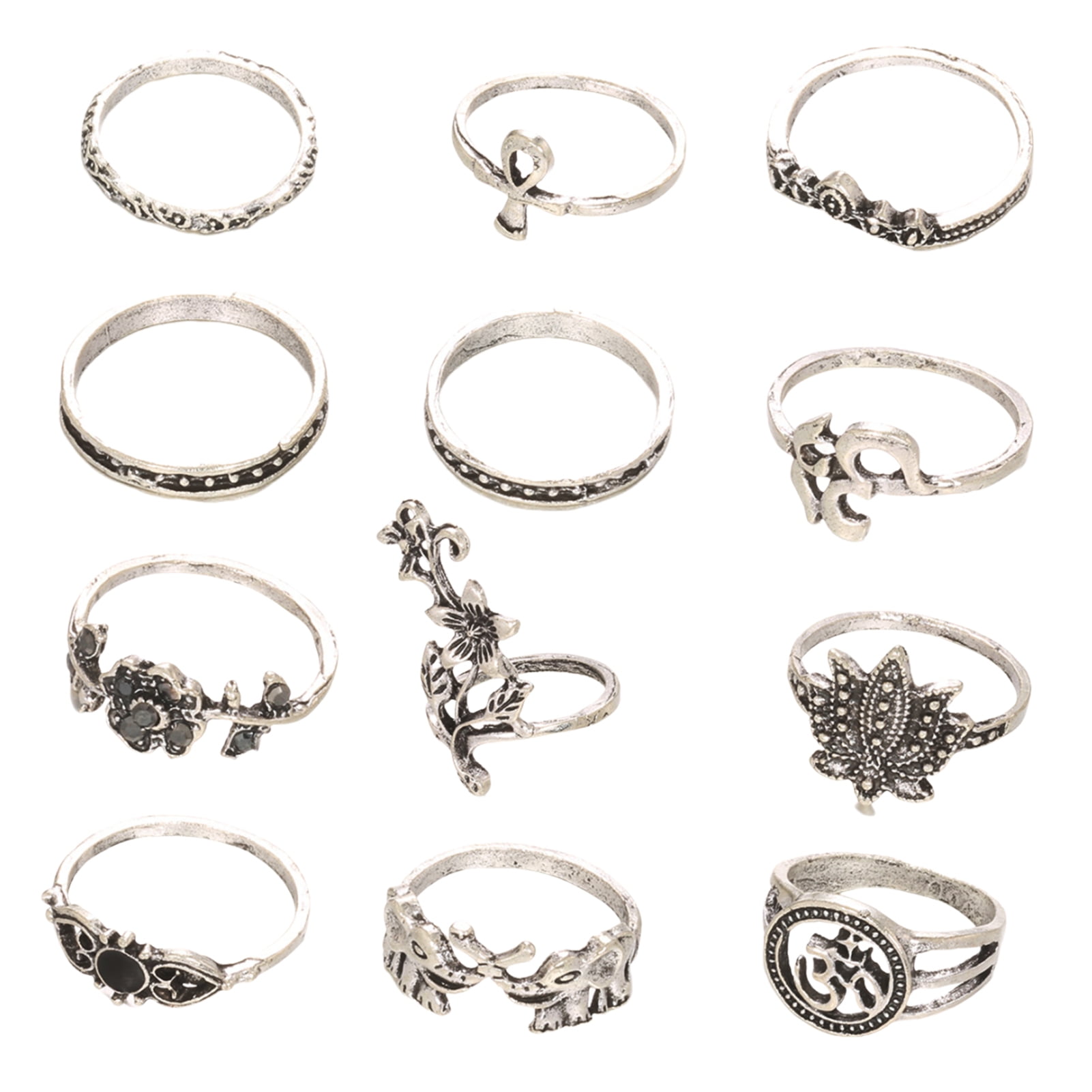 HUANLEDASH 12Pcs Knuckle Rings Set Stackable Finger Rings Vintage Midi ...