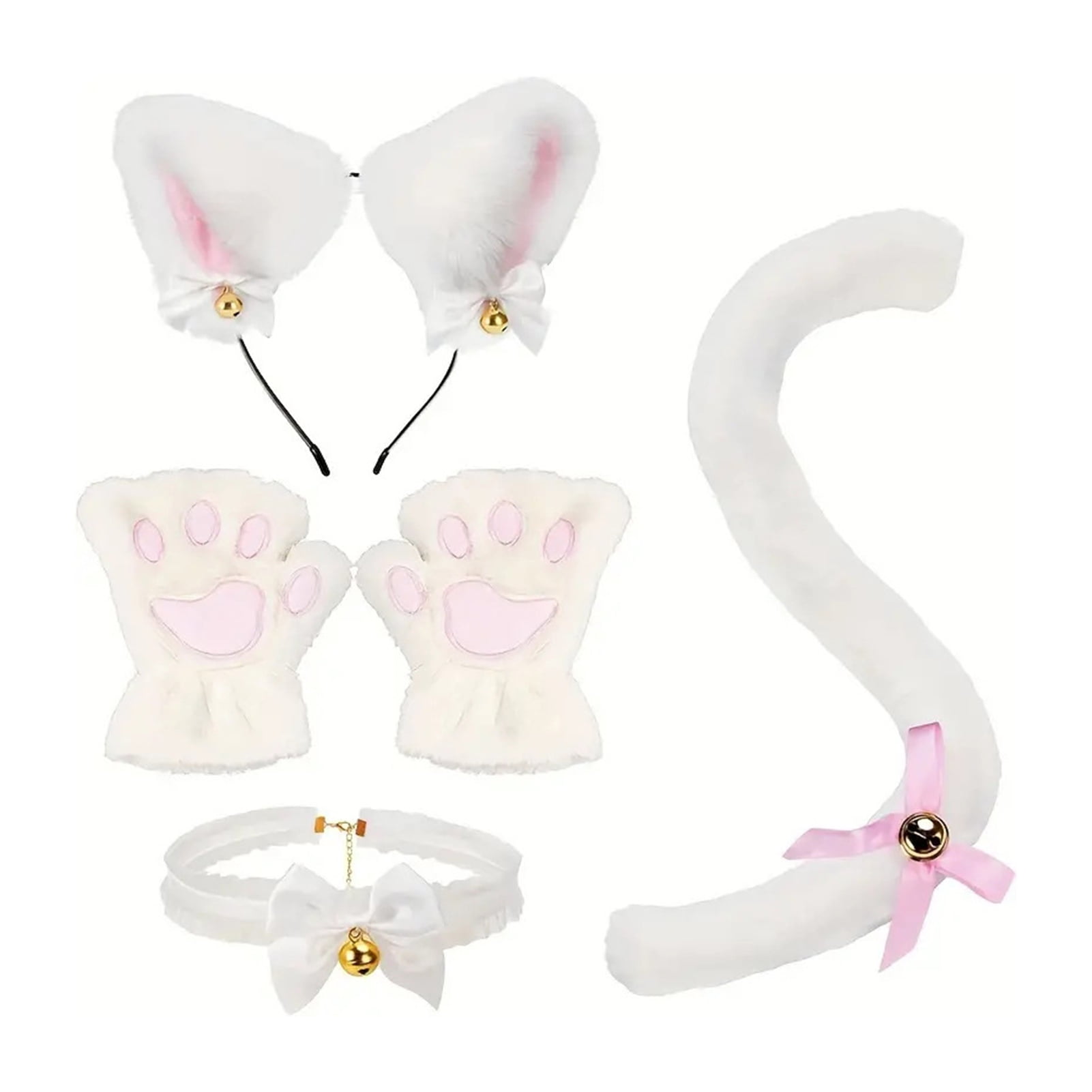 HUANLEDASH 4Pcs/Set Cat Costume Cosplay Accessories Set Plush Material ...