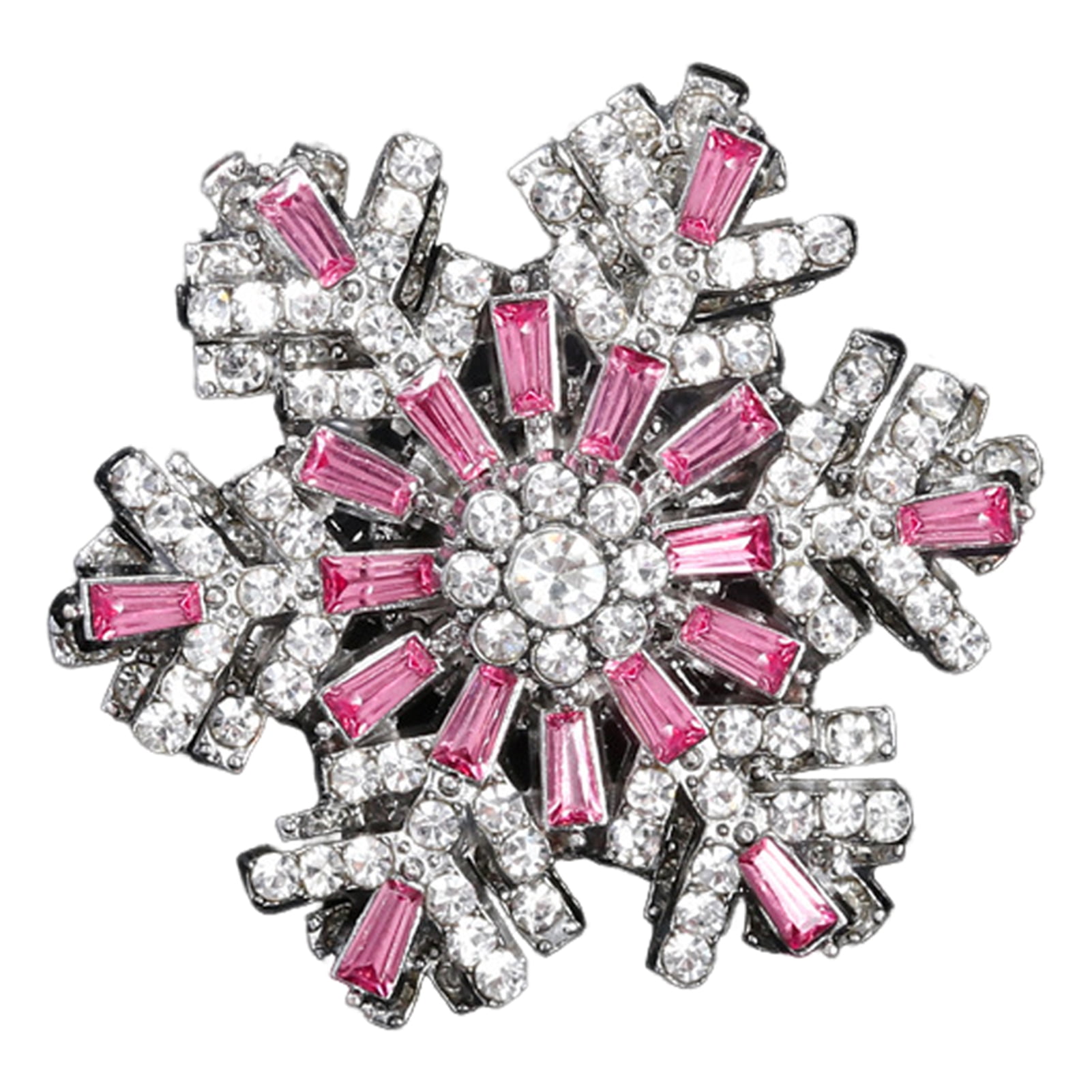 HUANLEDASH Brooch Pin Snowflake Shape Shiny Rhinestones Pin with ...