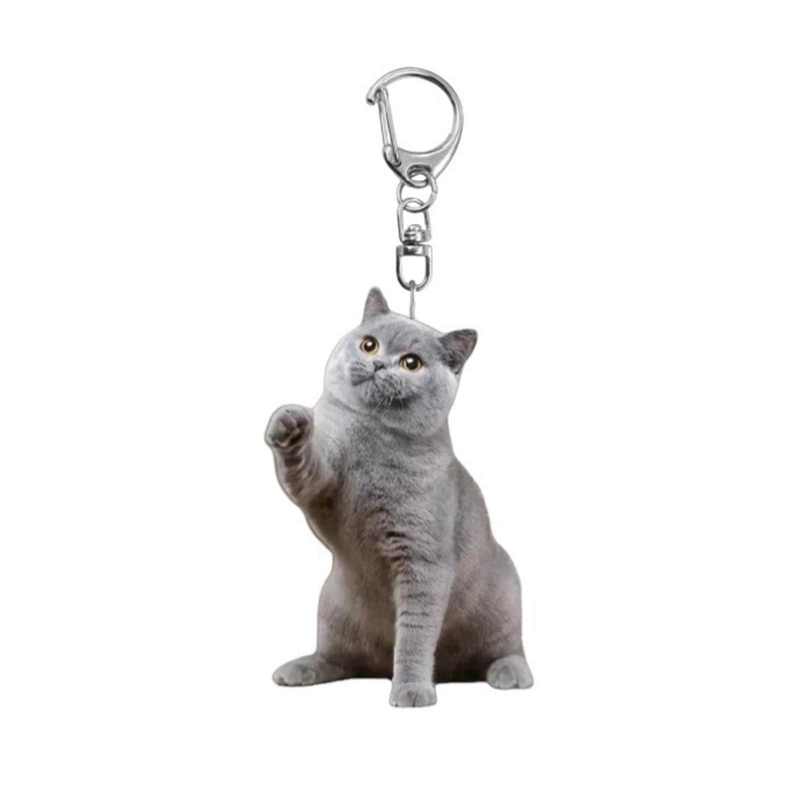 HUANLEDASH Cartoon Cat Shape Keychain 2D Acrylic Cat Charm Keyring Keys ...
