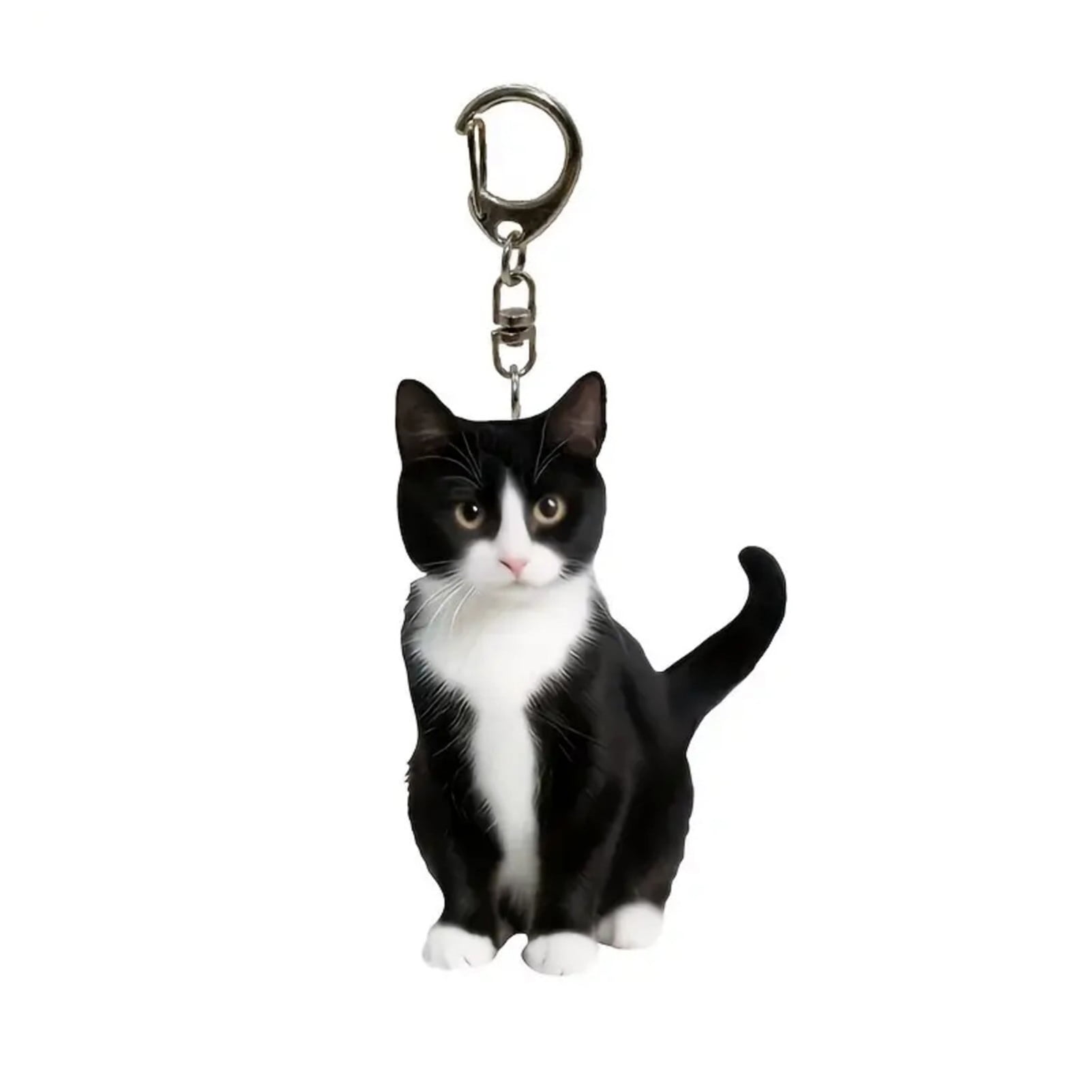 HUANLEDASH Cartoon Cat Shape Keychain 2D Acrylic Cat Charm Keyring Keys ...