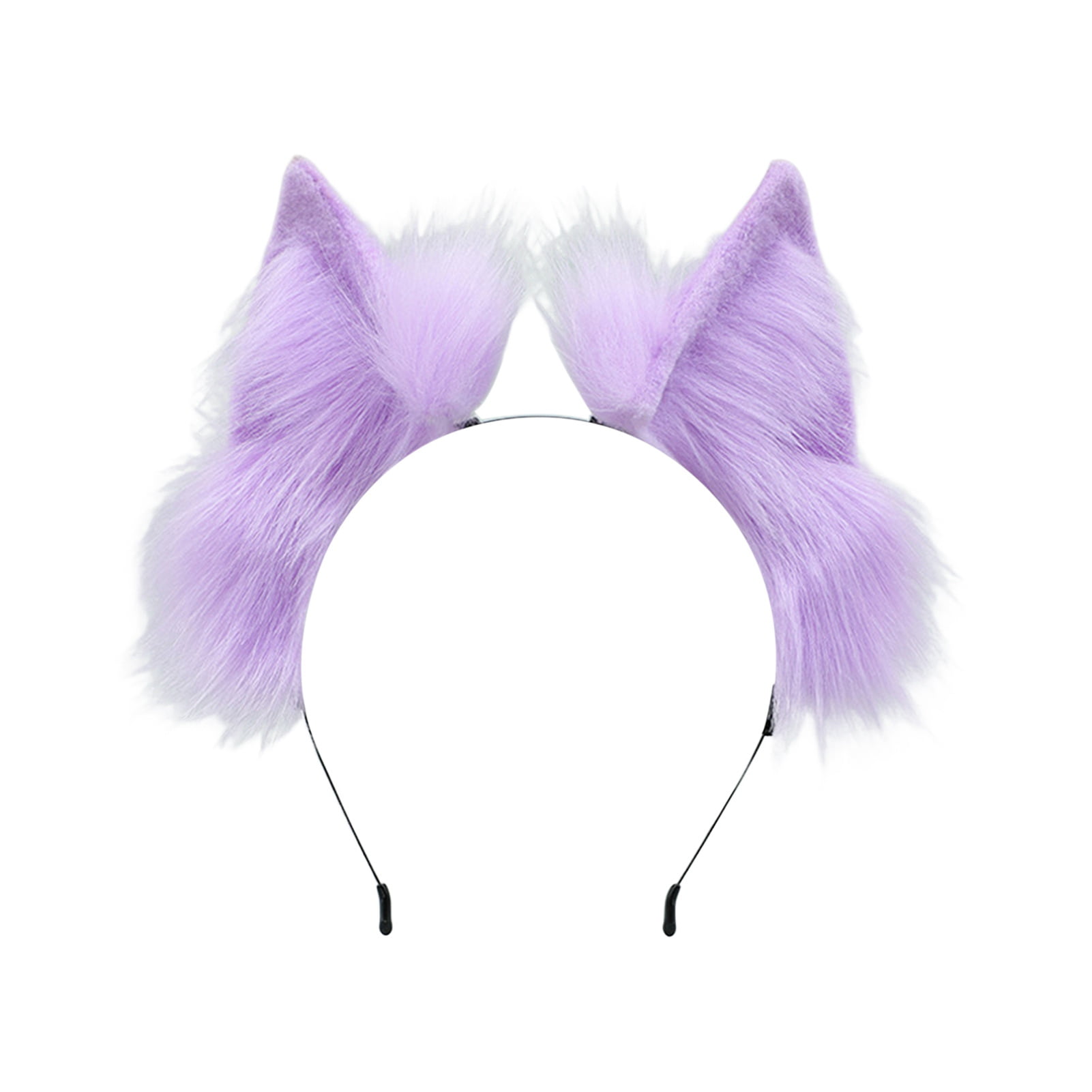 HUANLEDASH Hair Hoop Plush Cat Ear Decor Elastic Headgear Handmade Faux ...