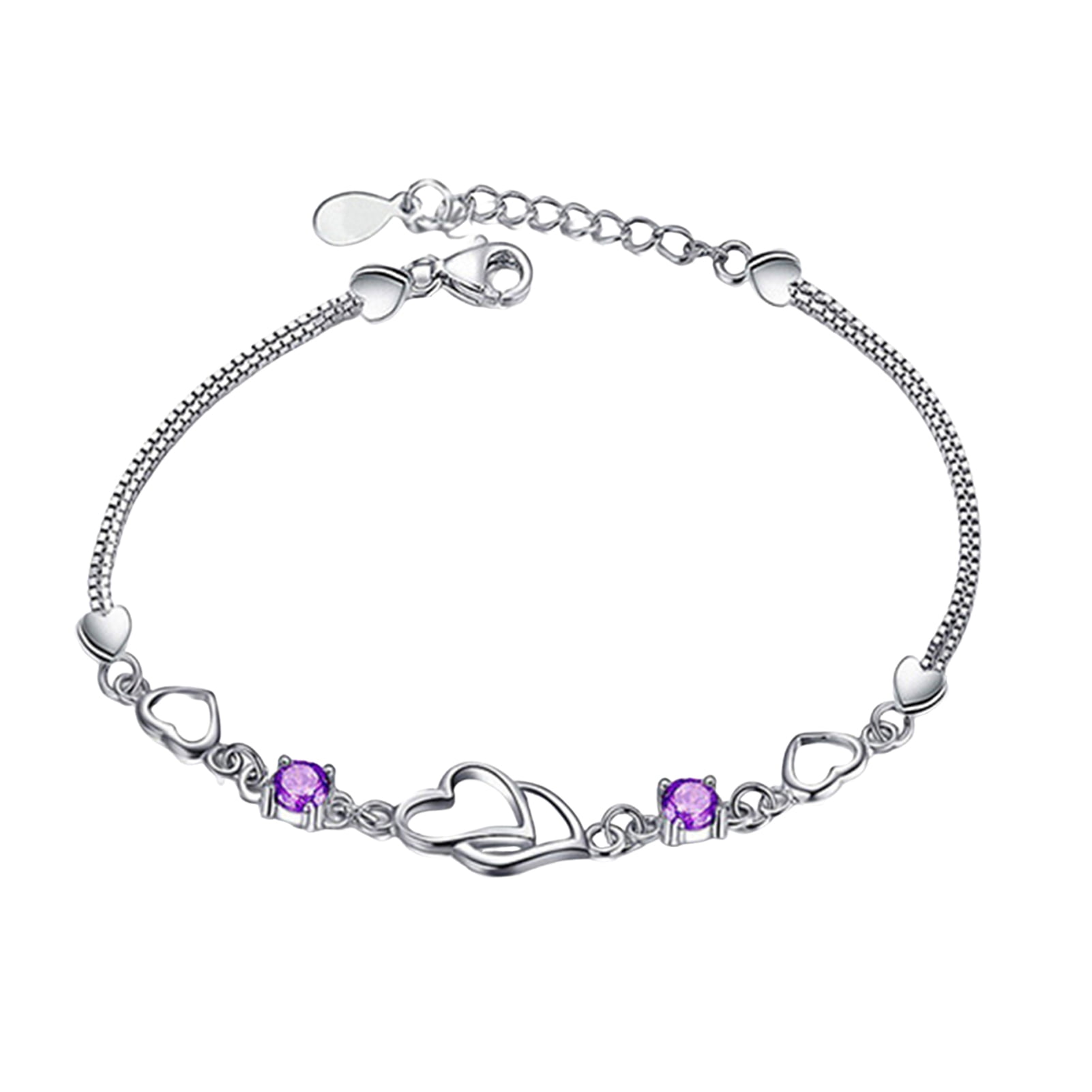 HUANLEDASH Intertwined Hearts Bracelet Copper Alloy Bracelet with ...