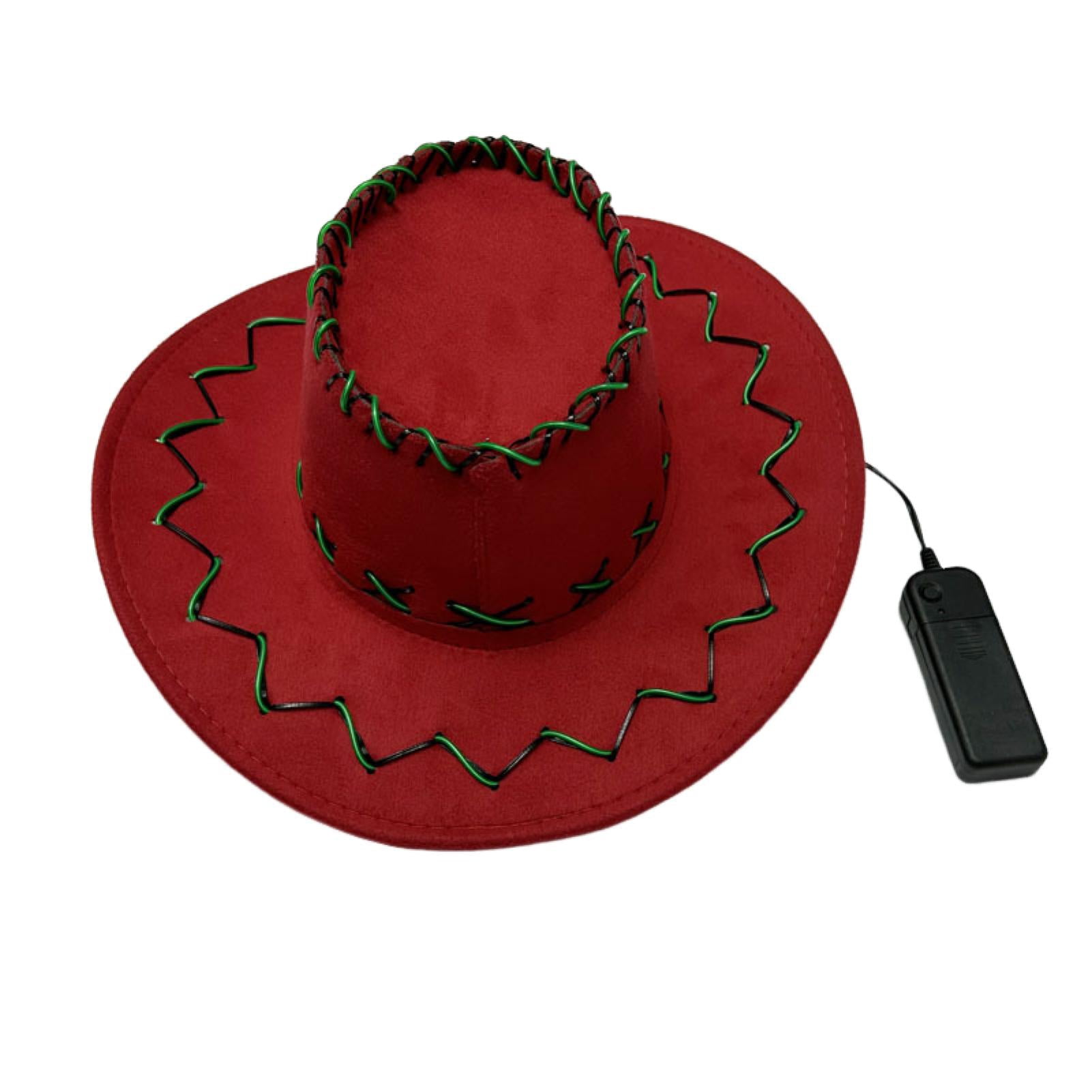 HUANLEDASH LED Cowboy Hat with Controller Retro Western Style Luminous ...