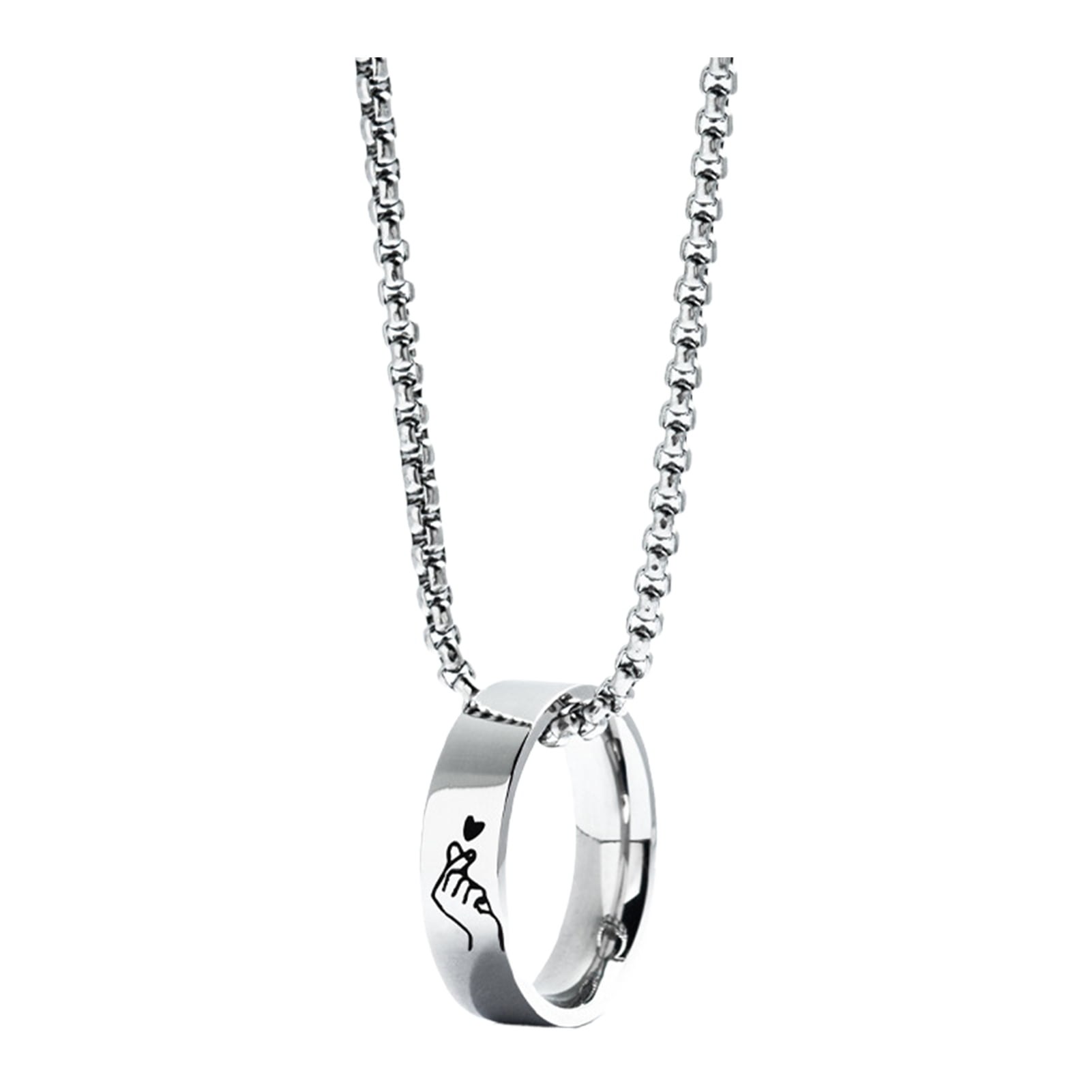 HUANLEDASH Matching Necklace for Couples Engraved Ring Pendant Necklace ...