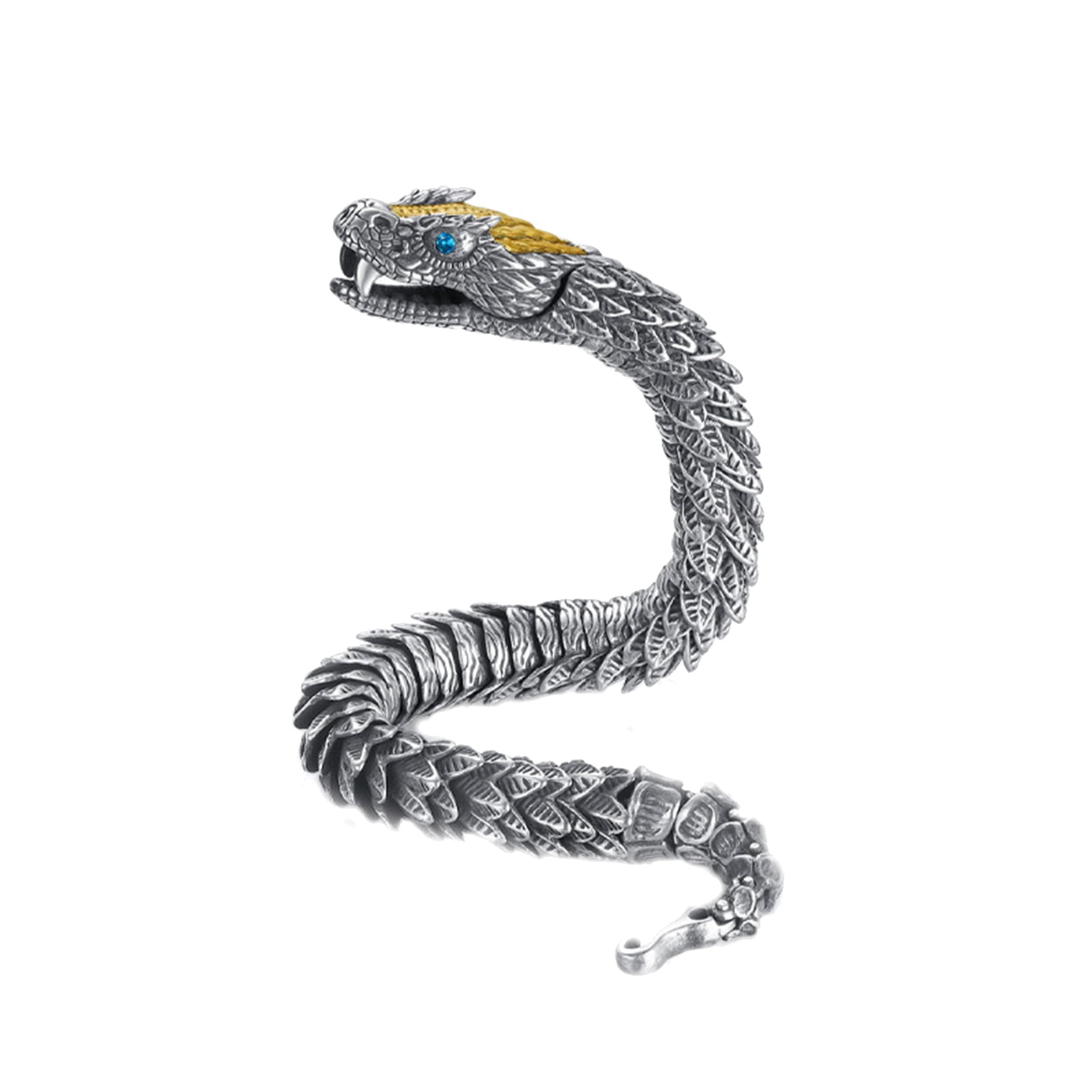 HUANLEDASH Men Bracelet Vintage Hip Hop 3D Snake Bracelet Symbolizes ...