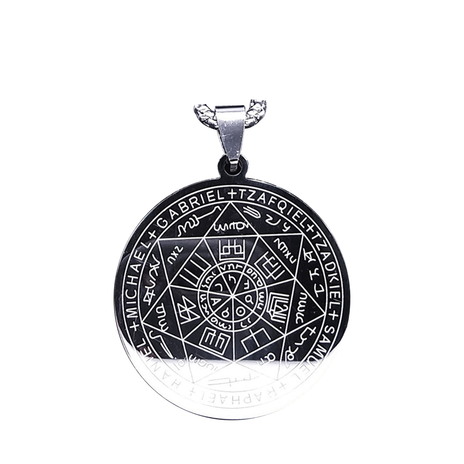 HUANLEDASH Men Necklace Seven Angel Solomon Amulets Round Pendant ...