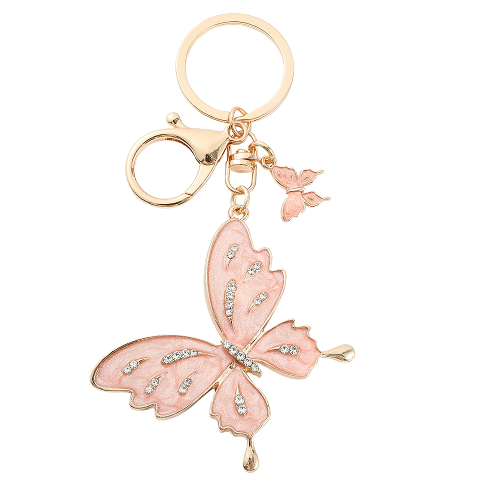 HUANLEDASH Oil-dipping Rhinestone Butterflies Keychain Women Girls ...