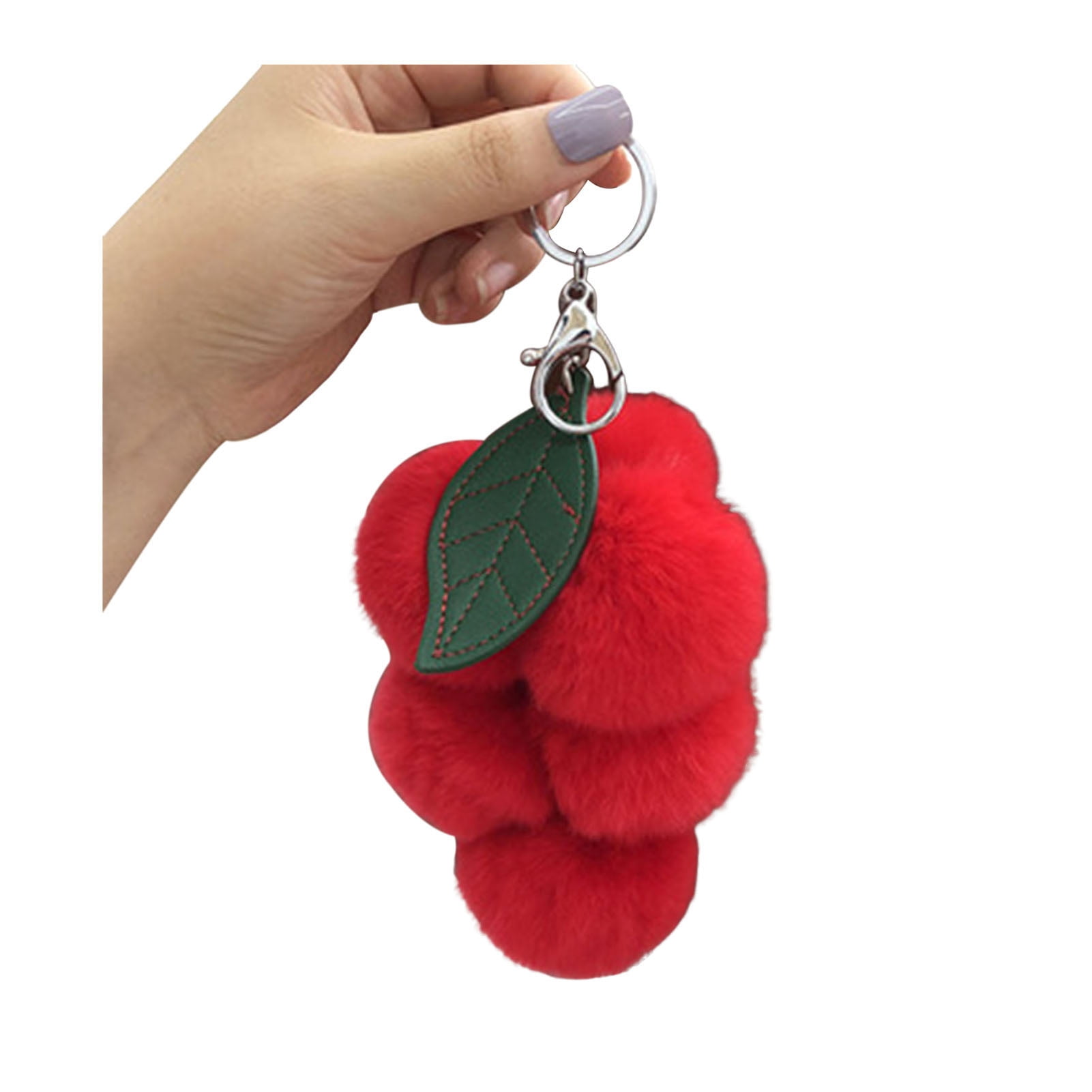 HUANLEDASH Plush Grape Keychain Fuzzy Faux Fur Car Bag Decoration ...