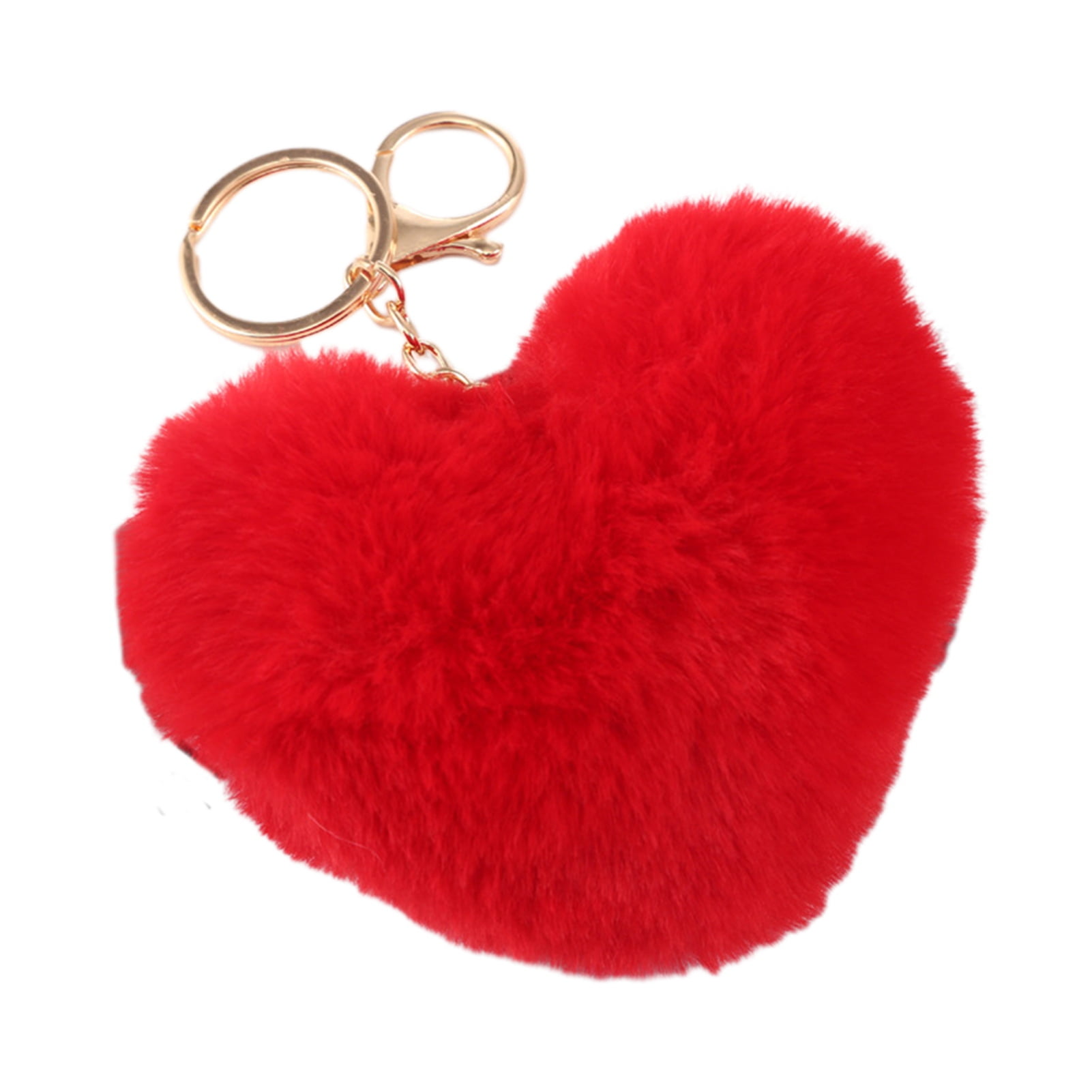 HUANLEDASH Plush Love Heart Keychain Soft Fluffy Lightweight Girls Car ...