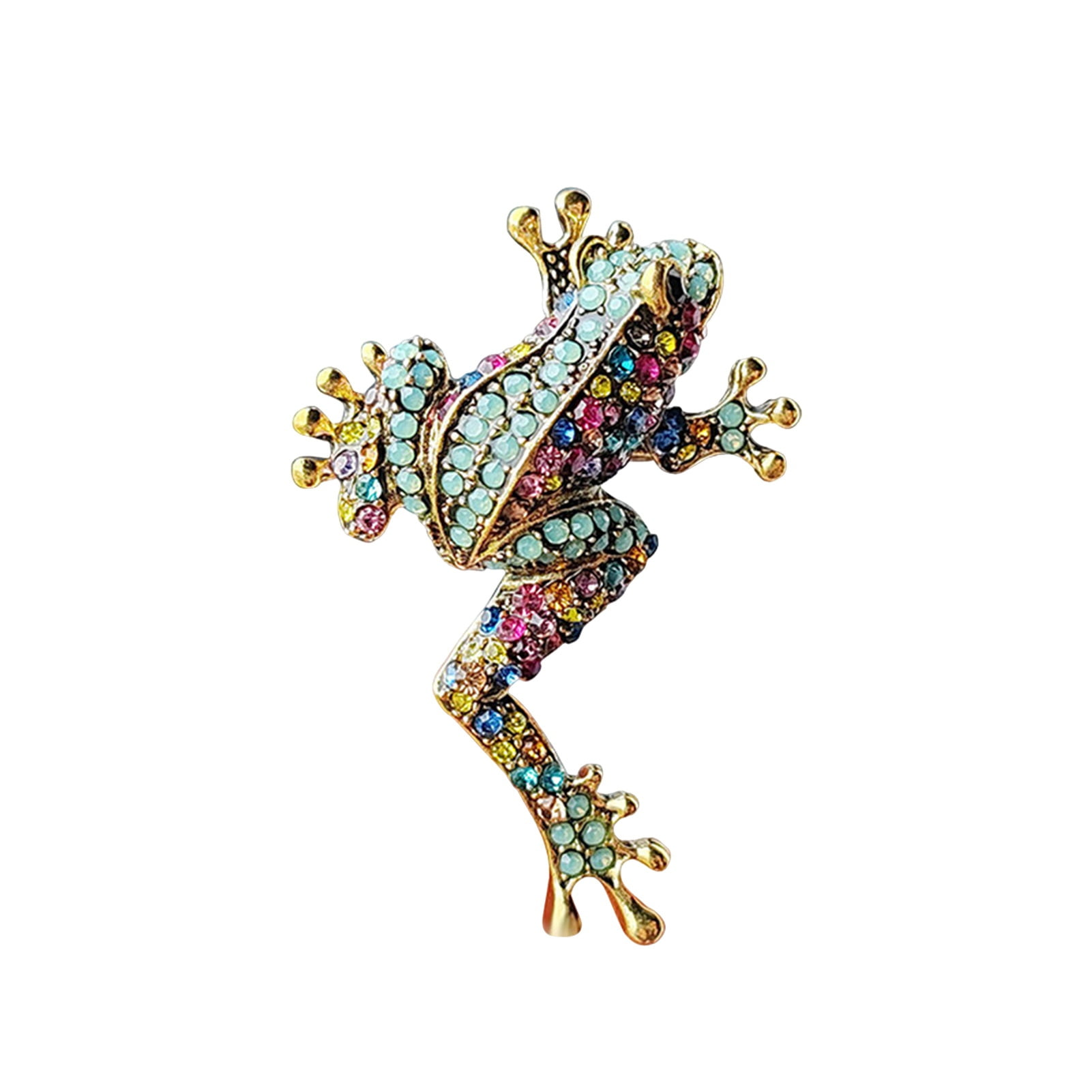 HUANLEDASH Unisex Brooch Frog Shape Alloy Rhinestone Decor Anti-slip ...