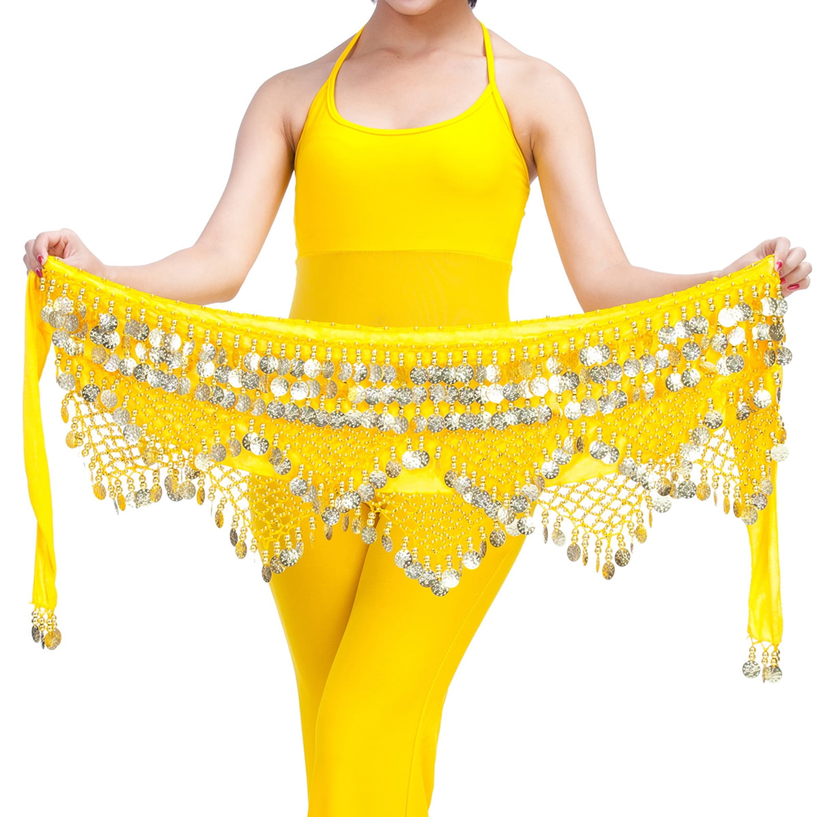 HUANLEDASH Velvet Belly Dance Waist Chain with Coin Lace-up Lightweight ...