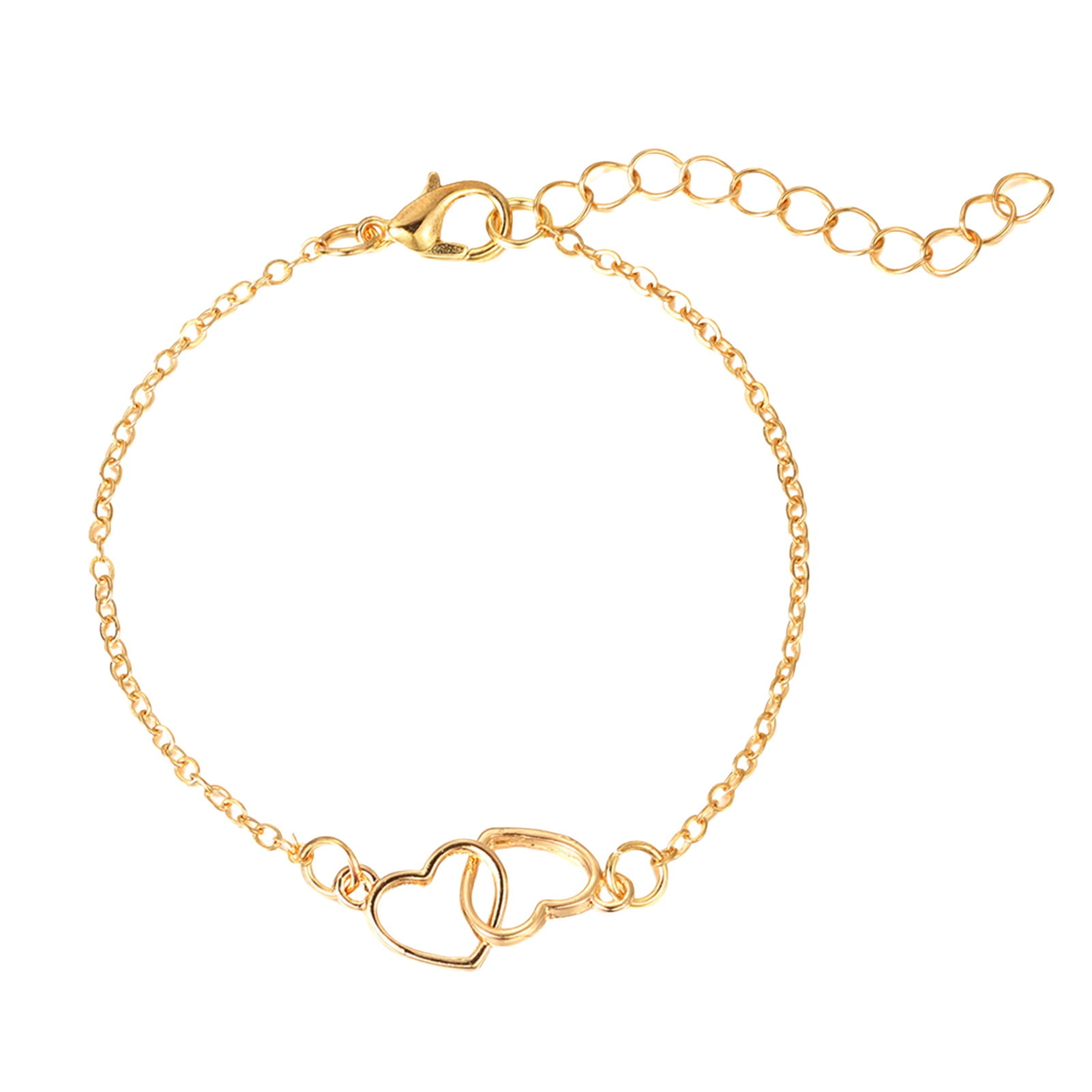 HUANLEDASH Women Bracelet Connected Heart Pendant Adjustable Length ...