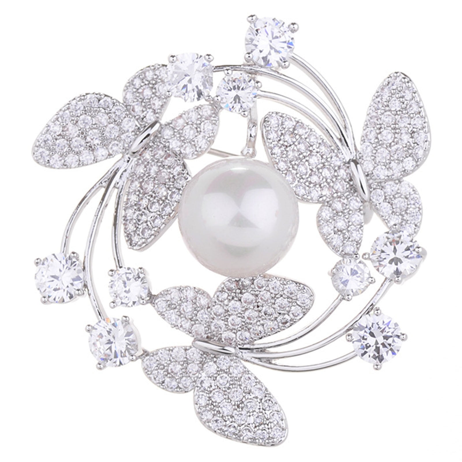 HUANLEDASH Women Brooch Suit Coat Collar Brooch Butterfly Rhinestone ...