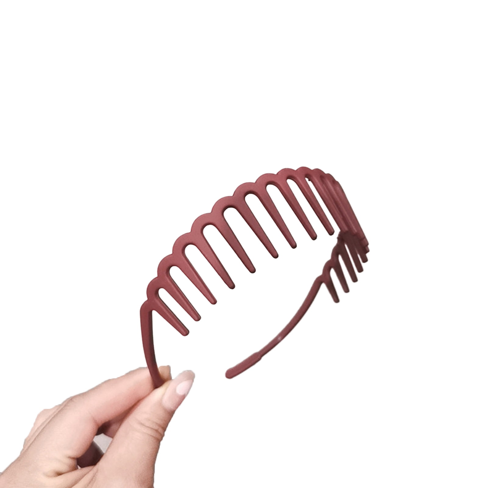 HUANLEDASH Women Non-Slip Hair Comb Hairband Solid Color Frosted ...