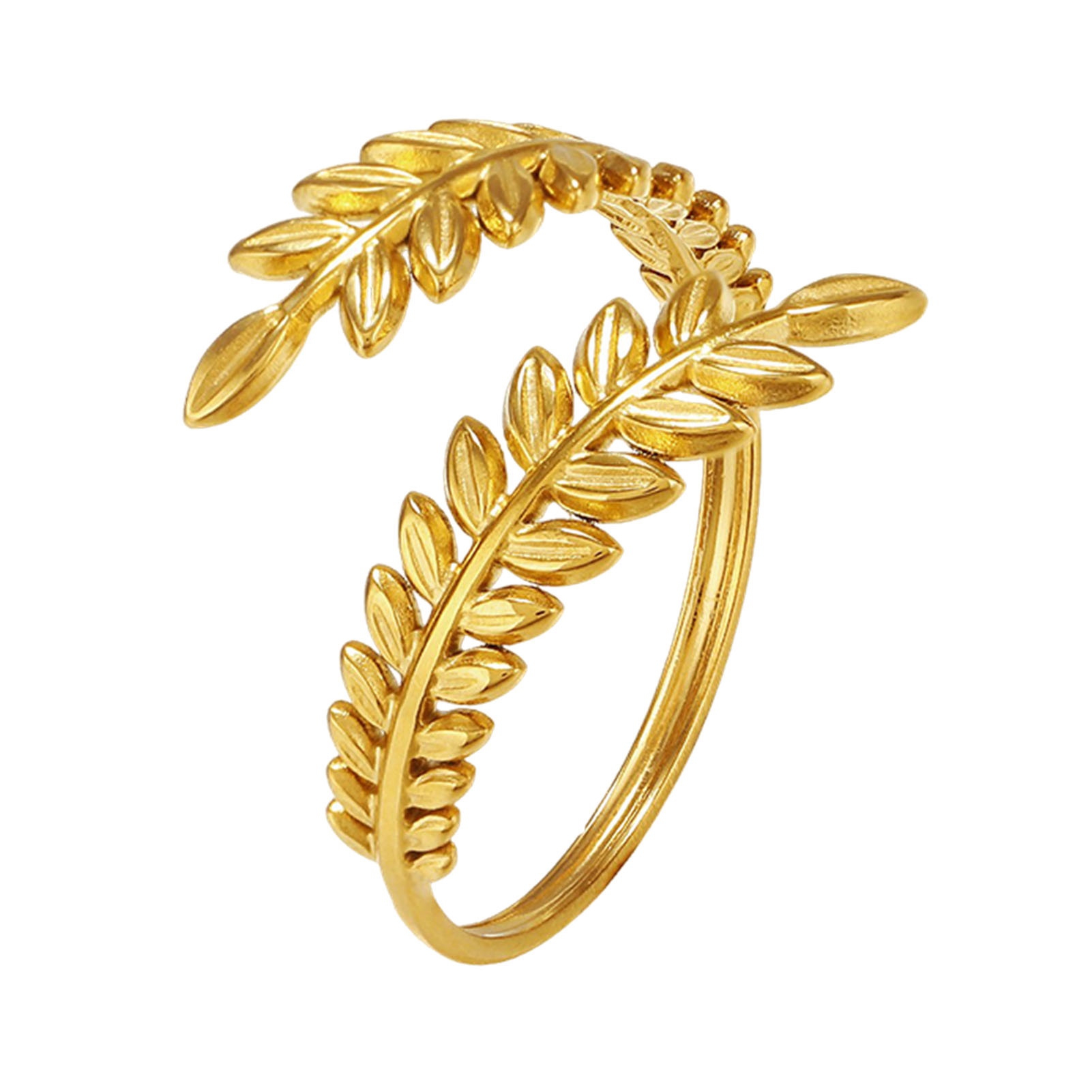 HUANLEDASH Women Ring Open Adjustable Golden Color Heart Line Cross ...