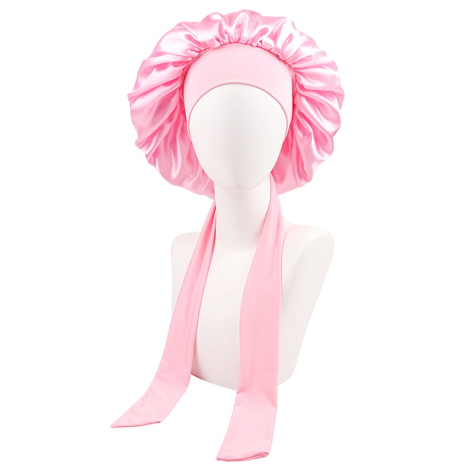 HUANLEDASH Women Shower Cap Sleeping Satin Bonnet Solid Color ...