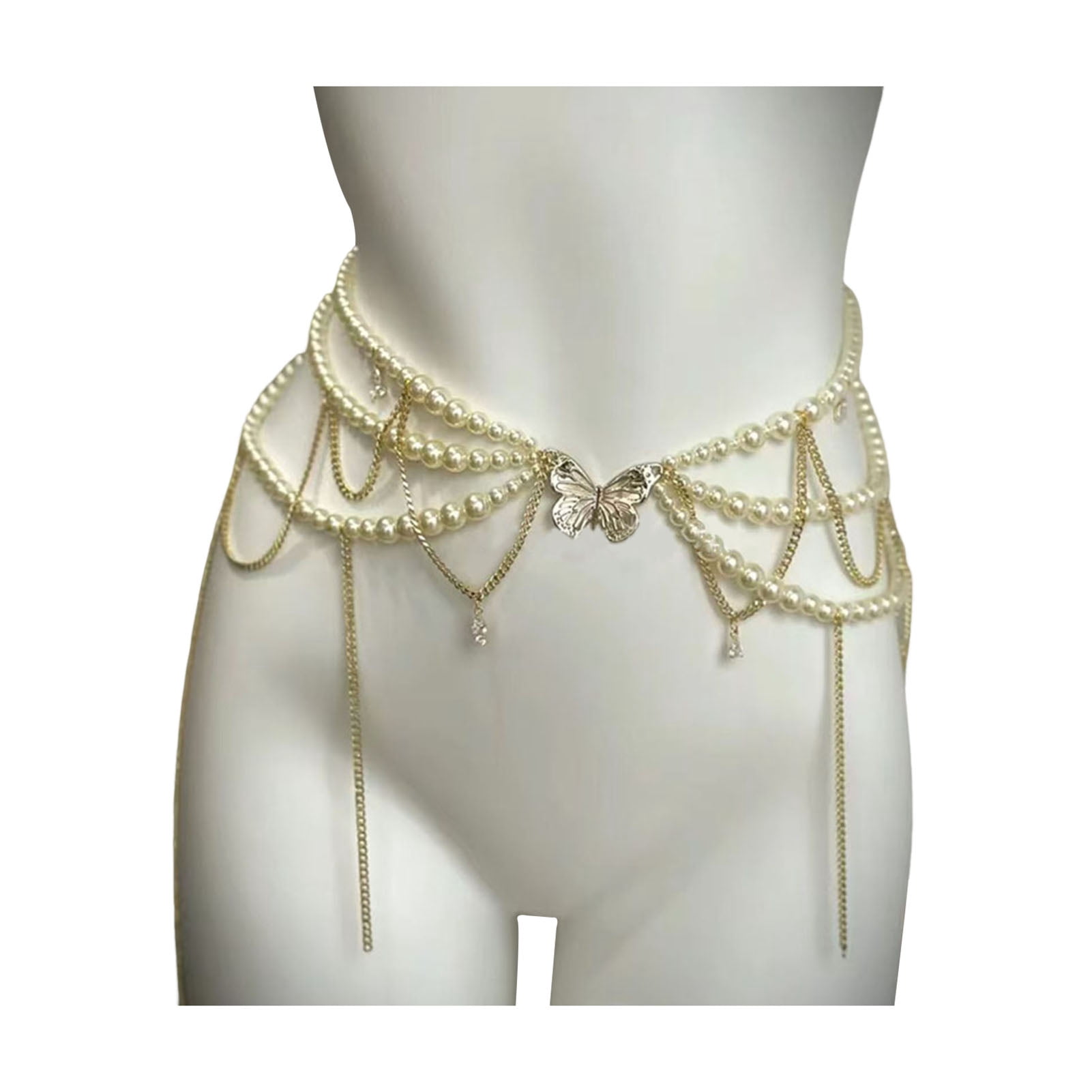 HUANLEDASH Women Waist Chain with Tassel Butterfly Flower Charm Faux ...