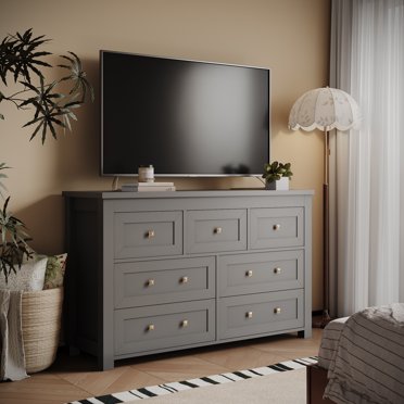 BROTTAR 5 Drawer Dresser with Flip Top Mirror, 47" Tall Chest of ...