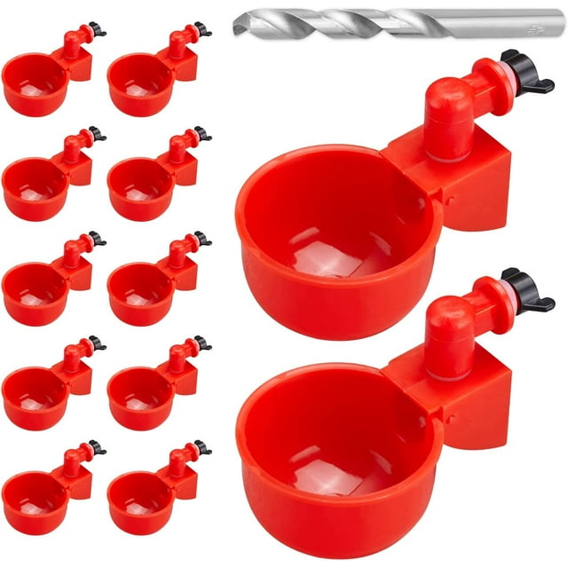 HUART Poultry Chicken Waterer, 12-Pack Plastic Water Cups with 3/8-inch ...