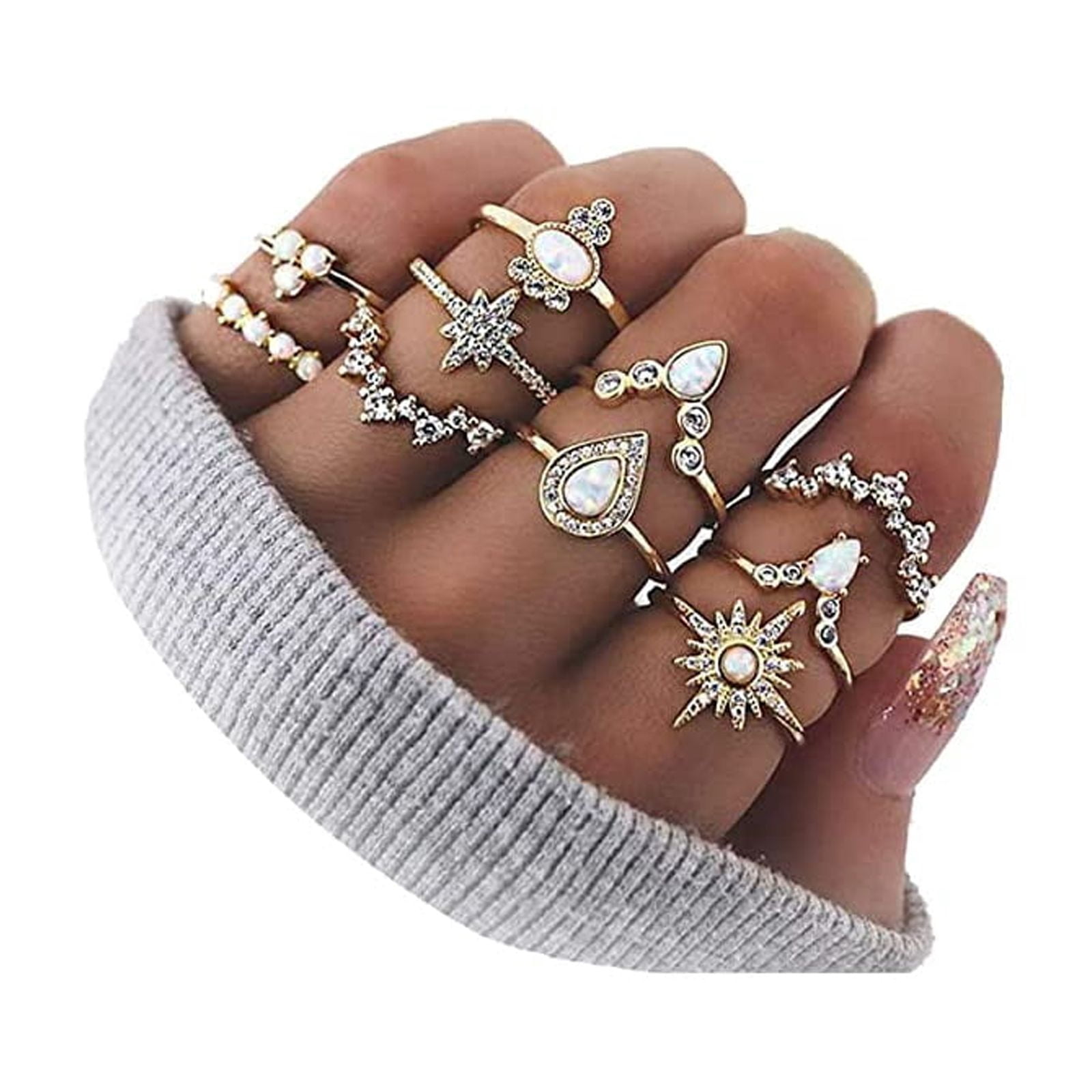 HUASAI Gold Stackable Rings for Women Trendy Stocking Stuffers Cute ...