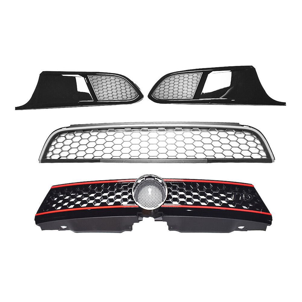 HUASHENGASP Front Bumper Upper+Lower Grille Kit w/Bezels Plastic Grill ...