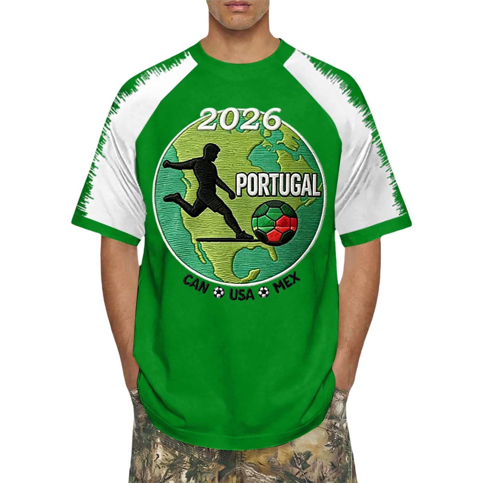HUAXUN Men’s 2026 Football Themed Raglan Sleeve Tee, Crew Neck Casual ...