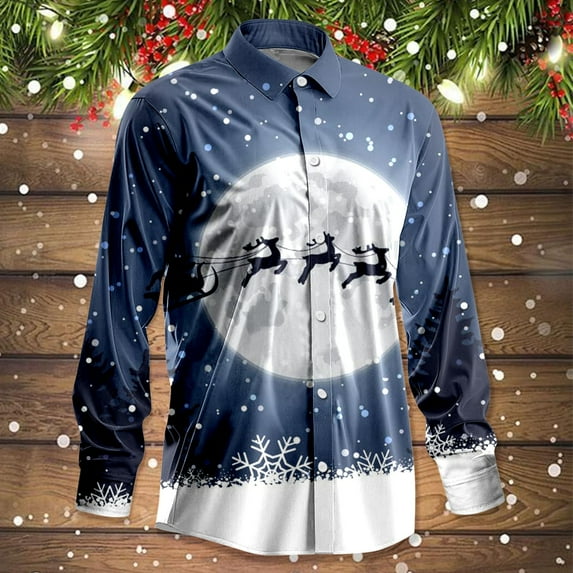 HUAXUN-Shirts for Men Male Autumn and Winter Christmas Shirts Long ...