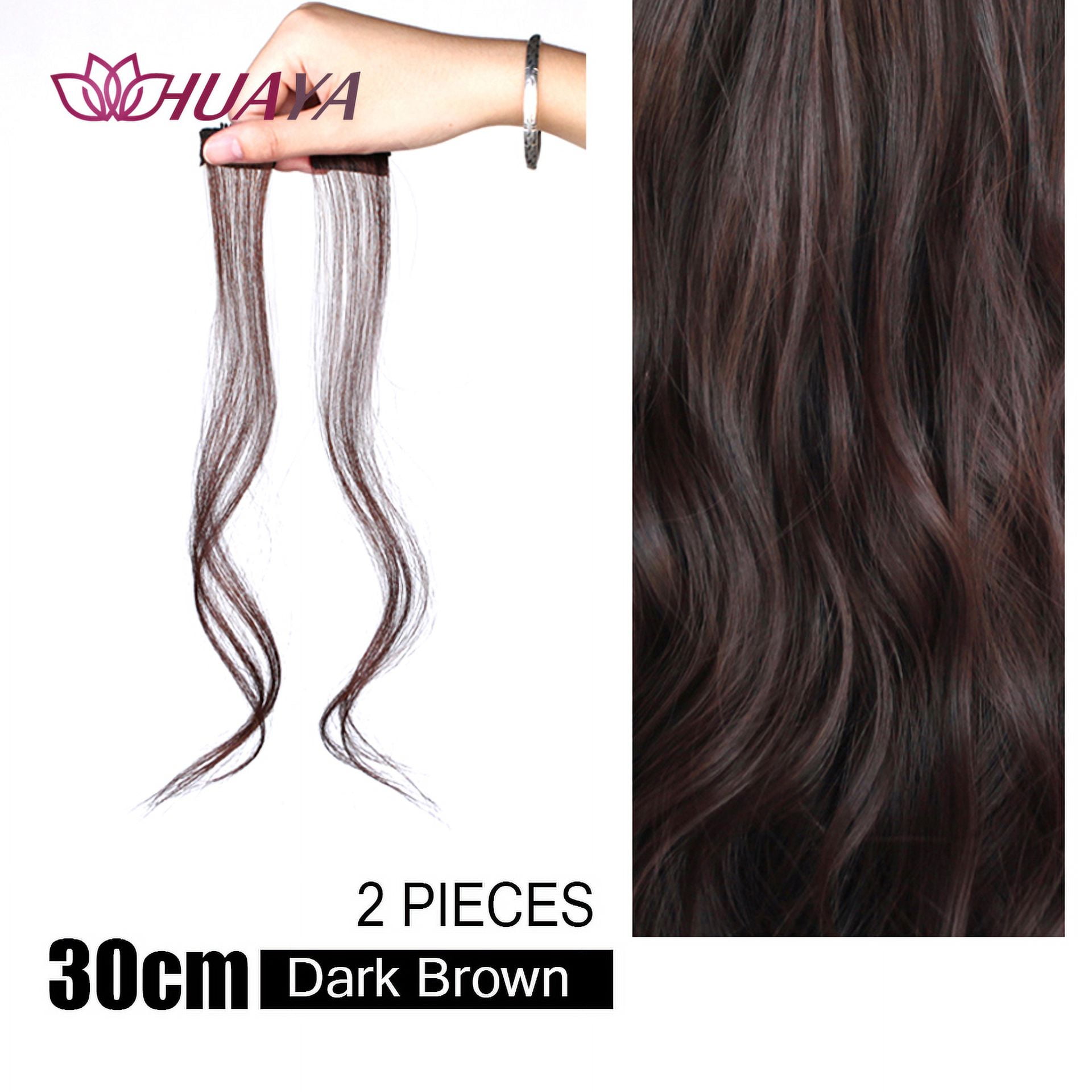 HUAYA 30CM Long Curly Bangs Clips Front Two Side Fringe Hair Extension ...