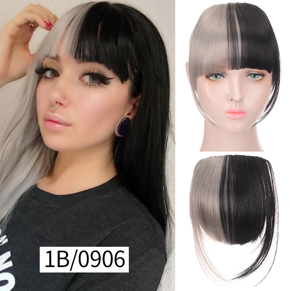 HUAYA Synthetic Hair Bangs Clips Front Side Long Bangs Fake Fringe Clip ...