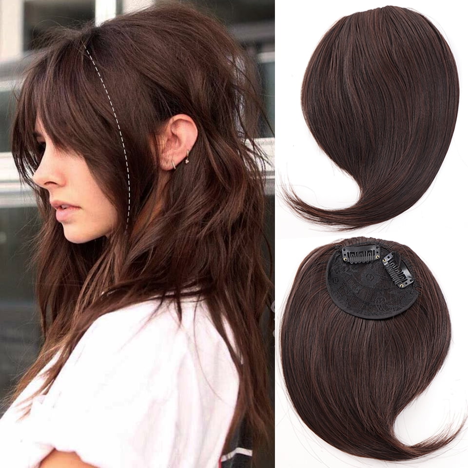 HUAYA Synthetic Hair Bangs Clips Front Side Long Bangs Fake Fringe Clip ...