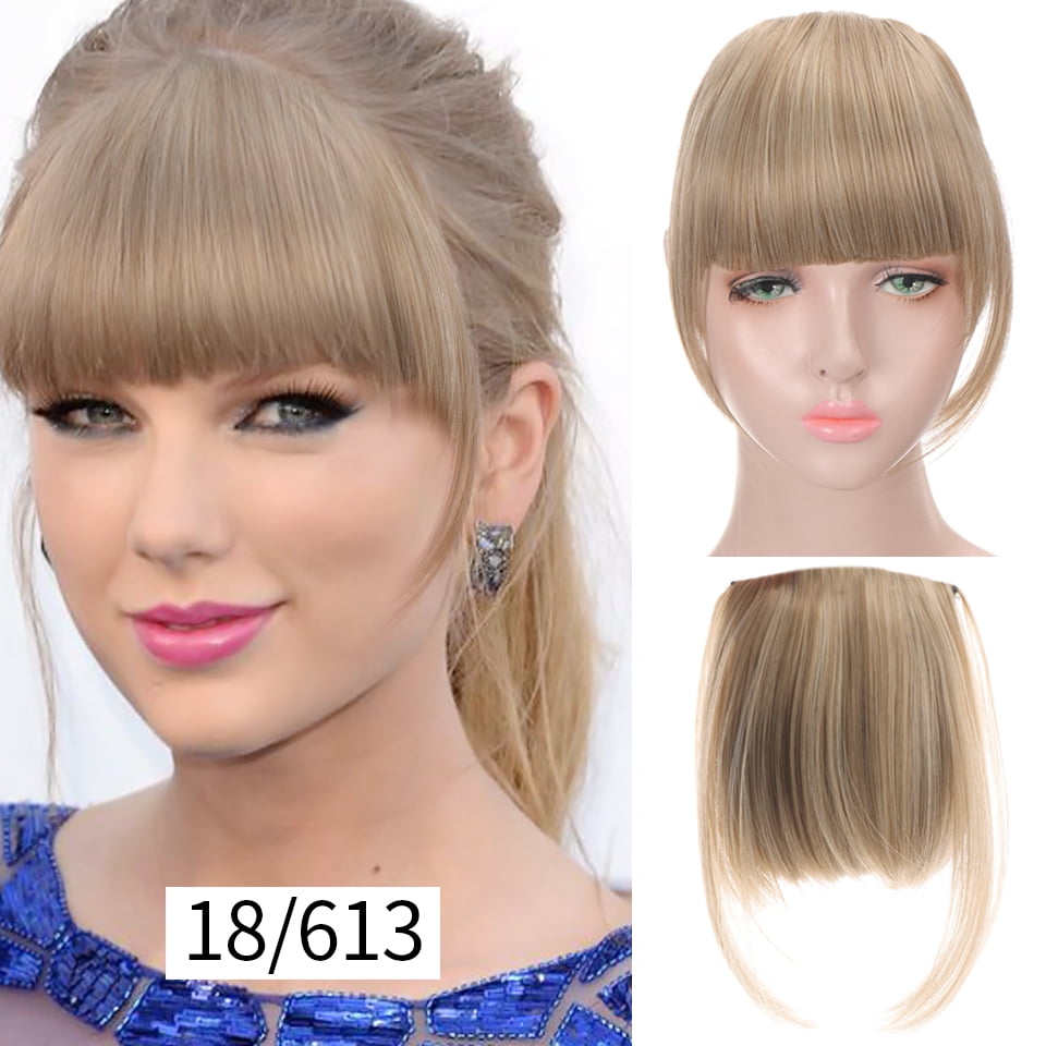HUAYA Synthetic Hair Bangs Clips Front Side Long Bangs Fake Fringe Clip ...