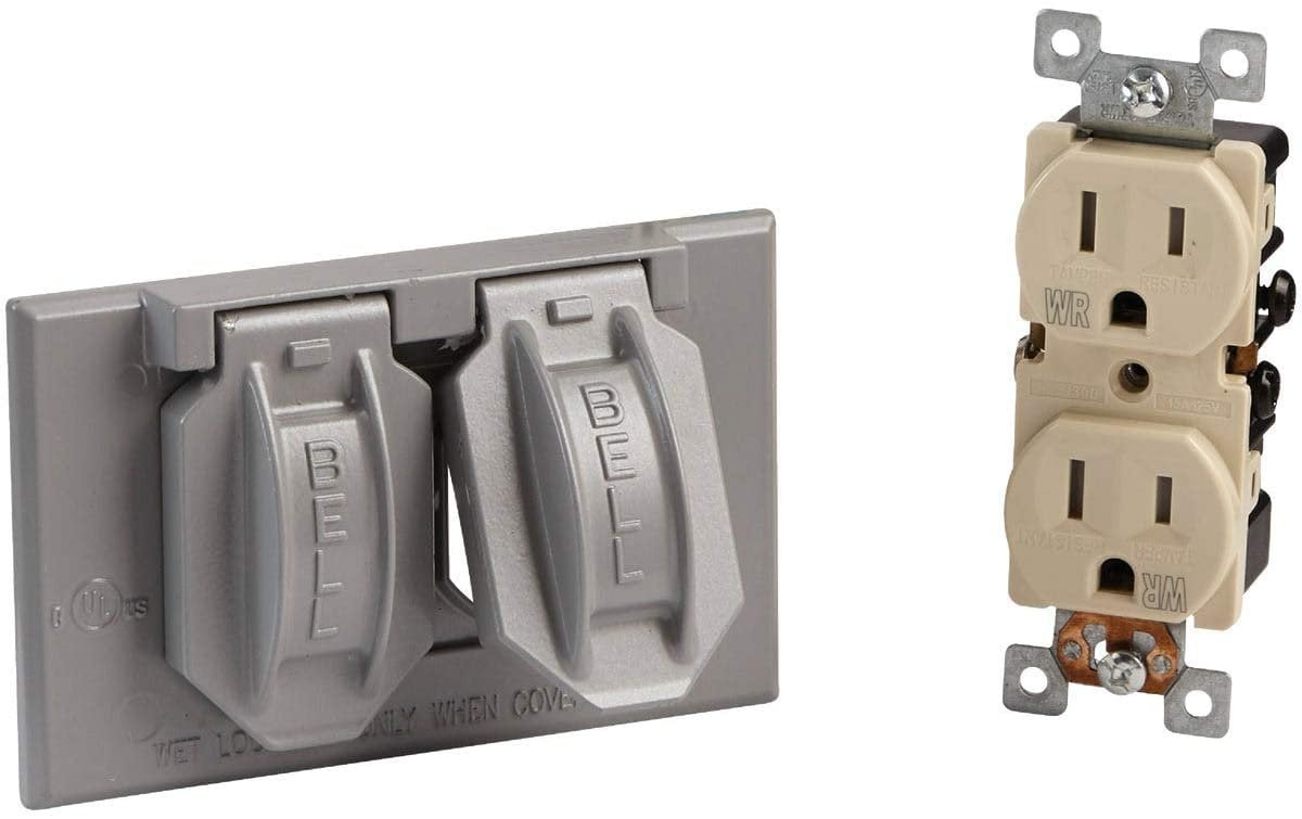 HUBBELL ELECTRICAL PROD 5712-5WRTR 1 GANG HORIZONTAL RECEPTACLE/COVER ...