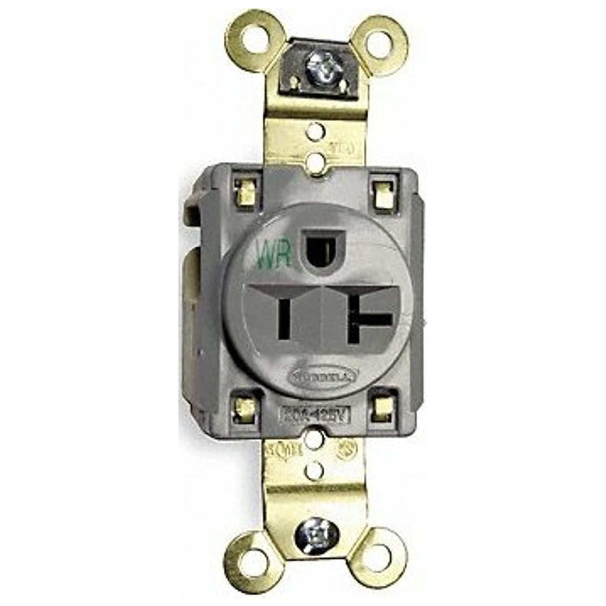 HUBBELL WIRING DEVICE-KELLEMS Receptacle,Single,20A,5-20R,125V,Gray ...