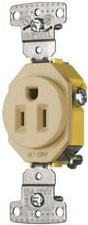 HUBBELL WIRING RR151I 15 Amp 125-Volt Single Self Ground Receptacle ...