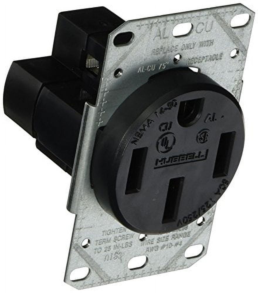 HUBBELL WIRING RR450F 50 Amp 3-Pole 4-Wire Range and Dryer Receptacle ...