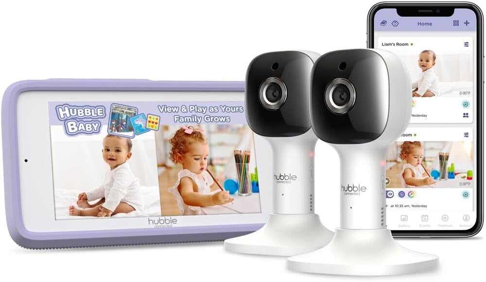 HUBBLE CONNECTED Nursery Pal Cloud Touch Twin Smart WiFi Enabled Baby Monitor with 2 Cameras, 5 ...