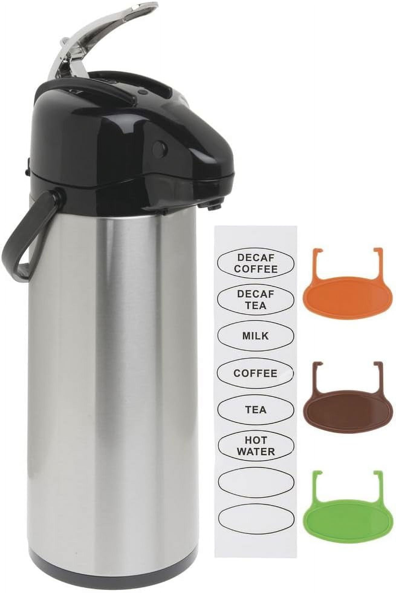 HUBERT Air Pot Thermal Coffee Server 2.5L Stainless Steel Glass-Lined ...