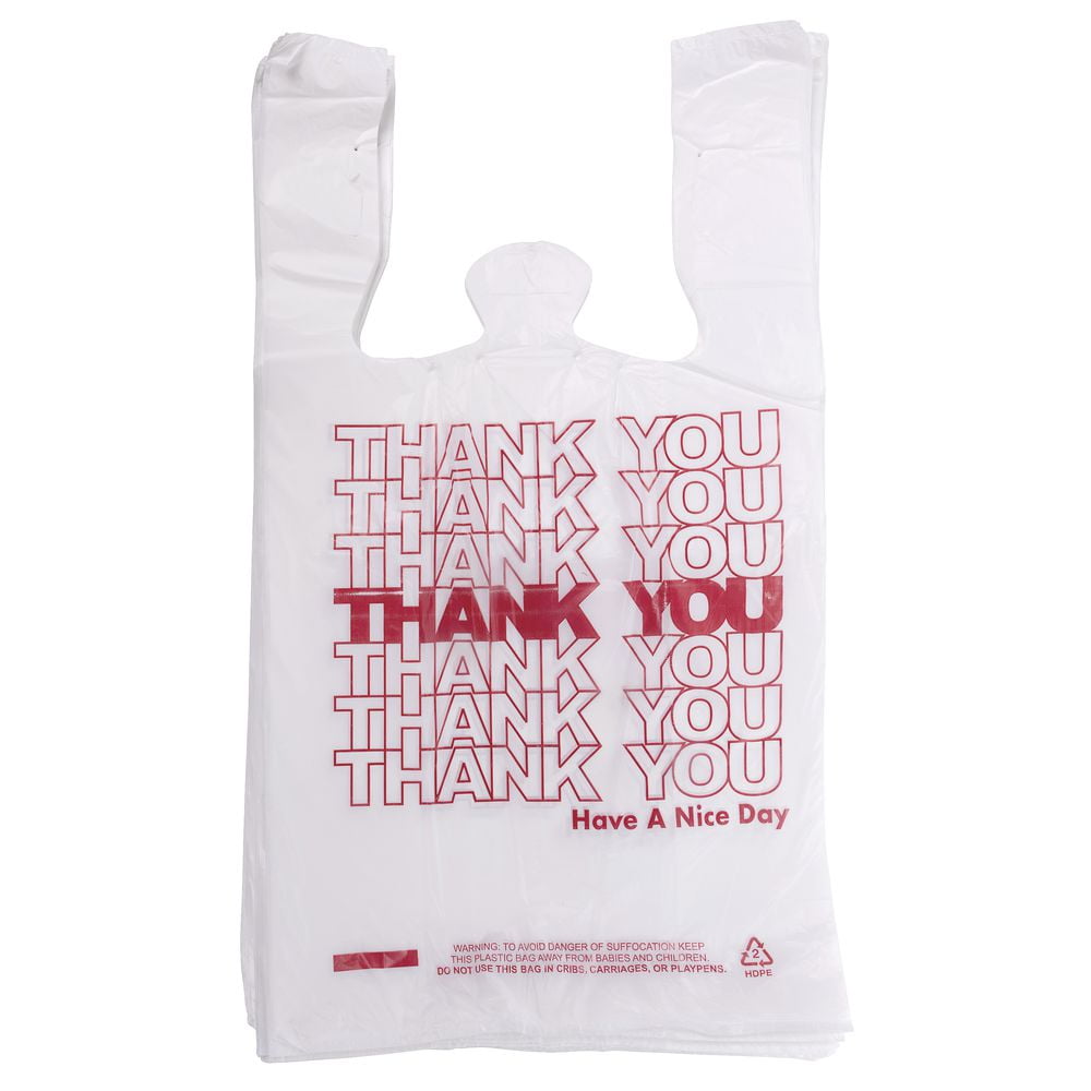 HUBERT® Carryout Bag with Red Thank You Graphics - 13"L x 5 1/2"W x 12 ...