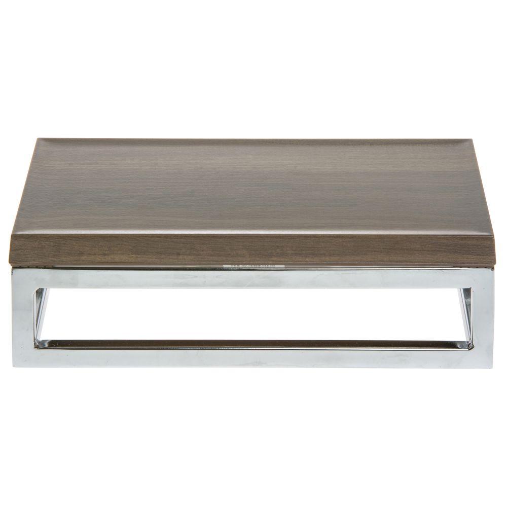 HUBERT® Cerve Collection Chrome Display Riser with Acacia Top - 10.5"L ...