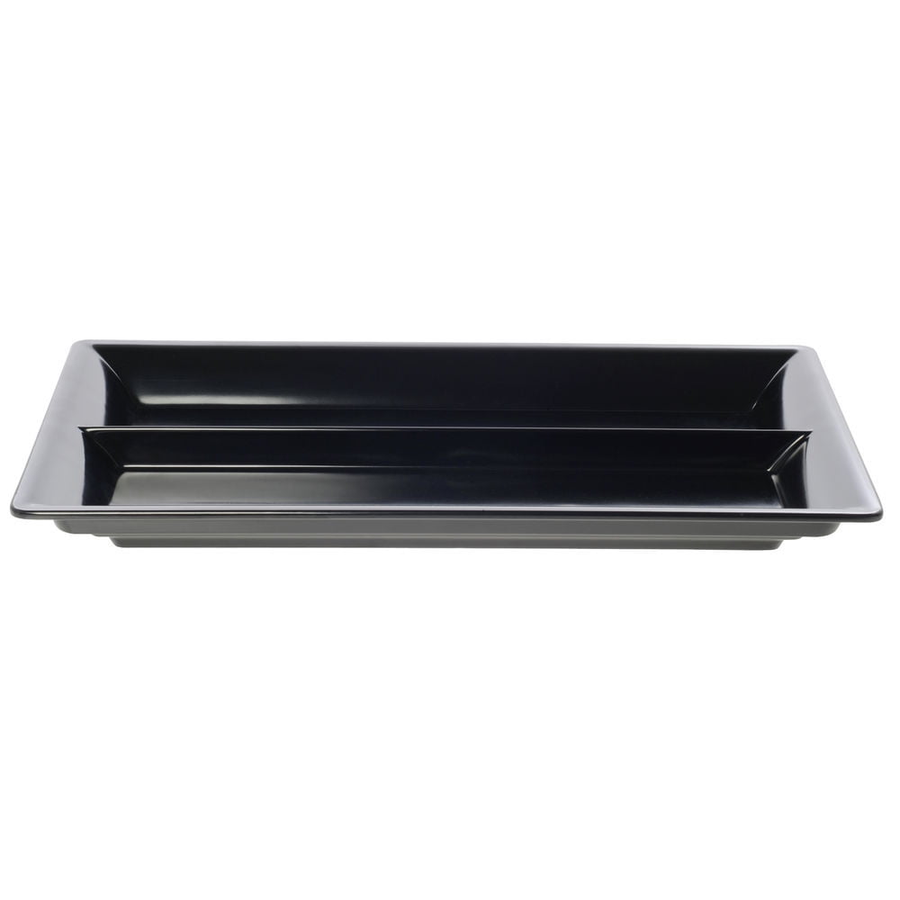 HUBERT Cold Food Bar Pan Full Size Divided Black Melamine - 21 1/2 L x ...