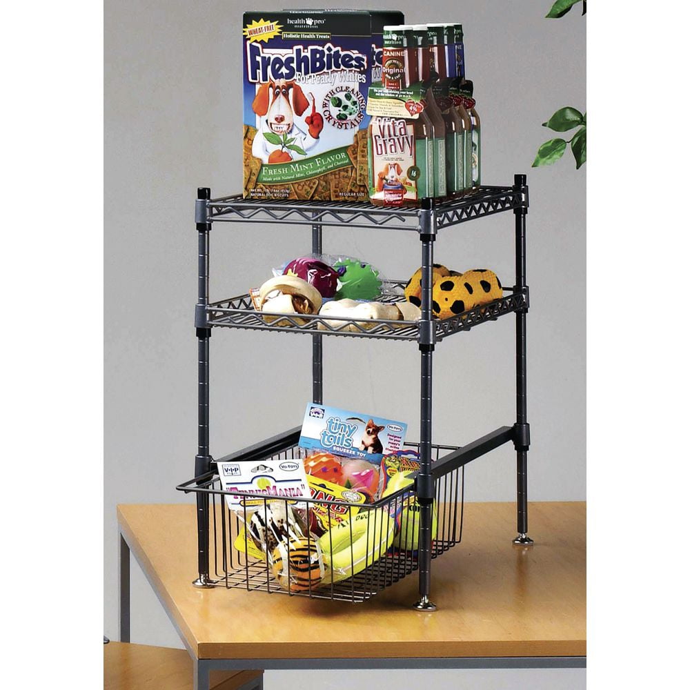 HUBERT® Counterop Merchandising Rack with 2-Shelf Rack and Bin Silver ...