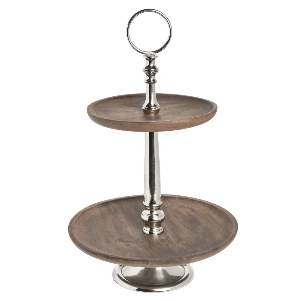 HUBERT® Countertop Display Stand 2 Tier Wood and Nickel Plated - 14 7/ ...
