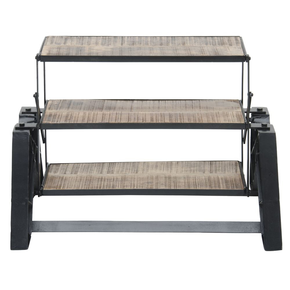 HUBERT® Display Table Black Iron and Mango Wood 3-in-1-30 W x 17" D x ...