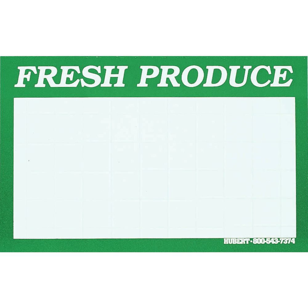 HUBERT® "Fresh Produce" Grid Sign Cards White with Green Border - 5 1/2 ...