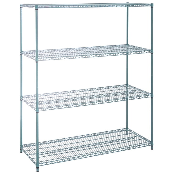 HUBERT Green Epoxy Wire Shelving 4-Shelf - 60" L x 24" W x 72" H ...