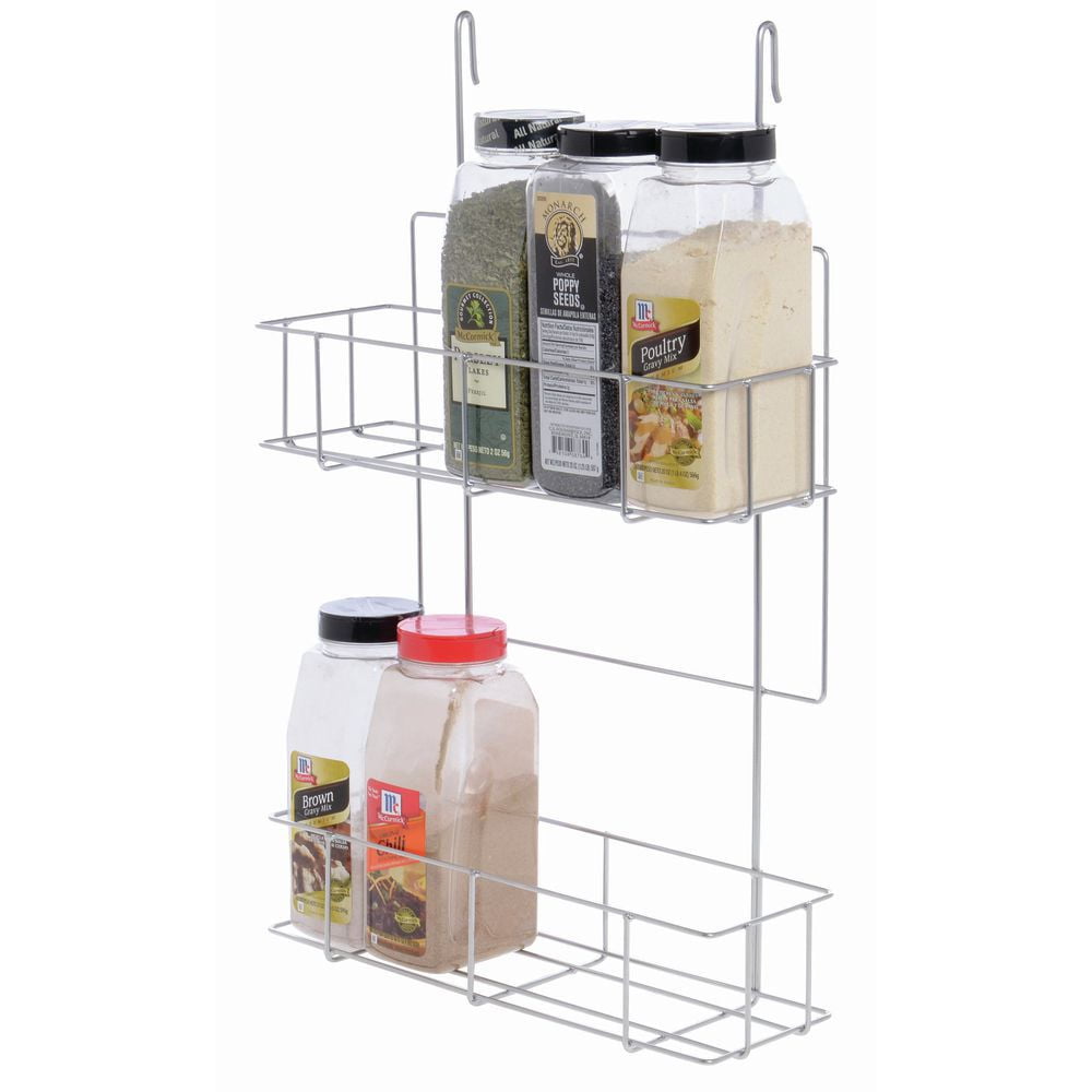 HUBERT Hanging Spice Rack 2-Tier Commercial Spice Rack Silver Steel ...