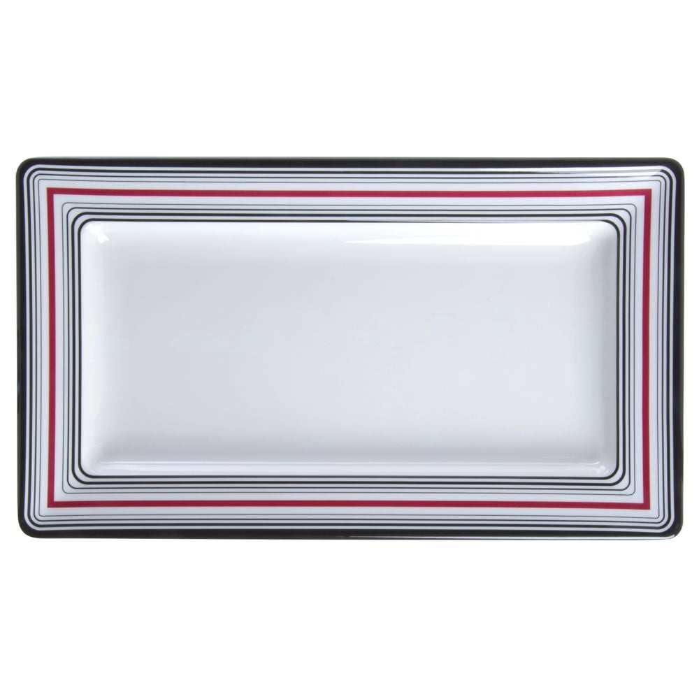 HUBERT Melamine Serving Tray with Floral Trim - 14" L x 8" W x 1 1/2" H ...