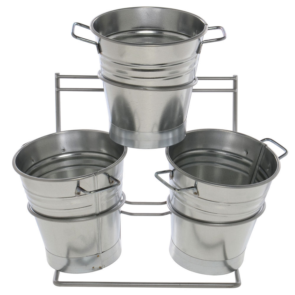 HUBERT Merchandising Display Stand with 3 Galvanized Tubs - 16 1/2"L x ...